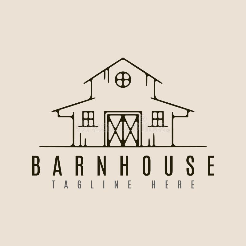 Barn House Line Art Logo Vector Illustration Template Design Stock ...
