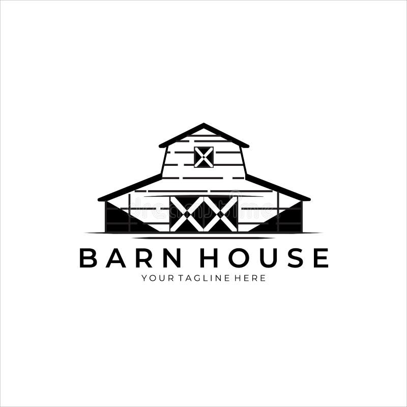 Rustic Barn Logo Vintage with Outline Vector Illustration Template Icon ...