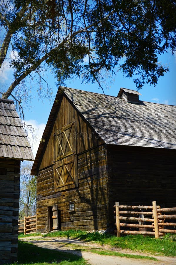 Log Fence Barn Cow stock photo. Image of eating, forestry - 53839772
