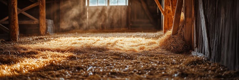 A Barn with a Lot of Hay on the Floor Stock Image - Image of barn ...