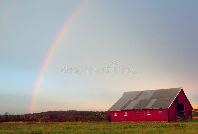 Barn N Rainbow stock photo. Image of sunset, farm, colorful - 21888536