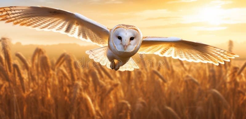Barn Owl in Flight in a Field Stock Photo - Image of animal, avian ...