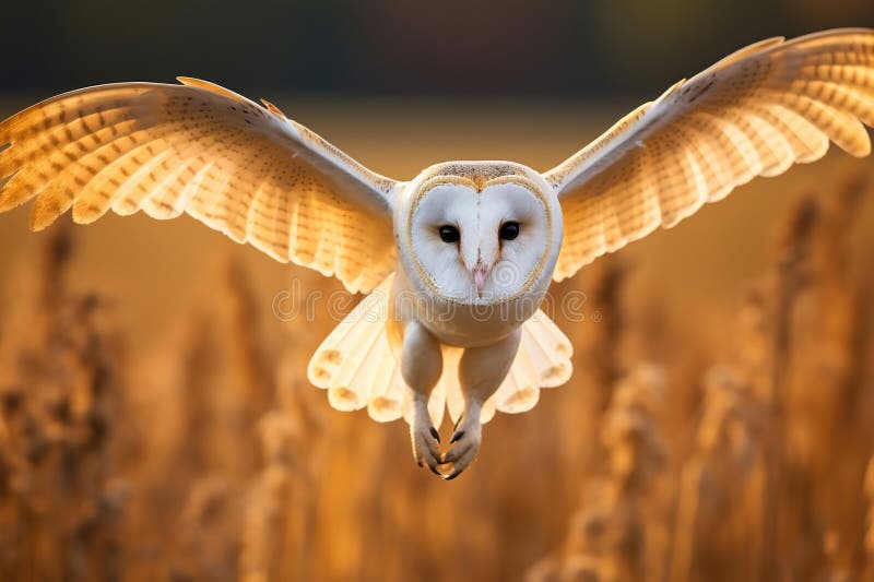 Barn Owl Flying with Wings Wide Open. Generative AI Stock Illustration ...