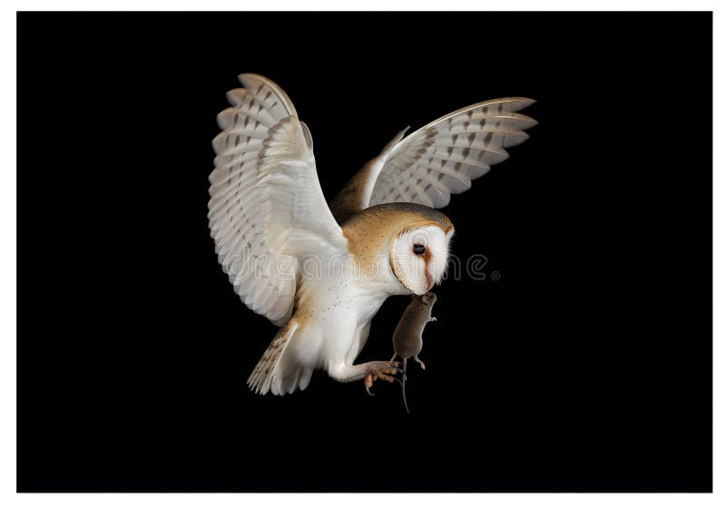Barn Owl Hunting Mouse Image Stock Illustration - Illustration of ...
