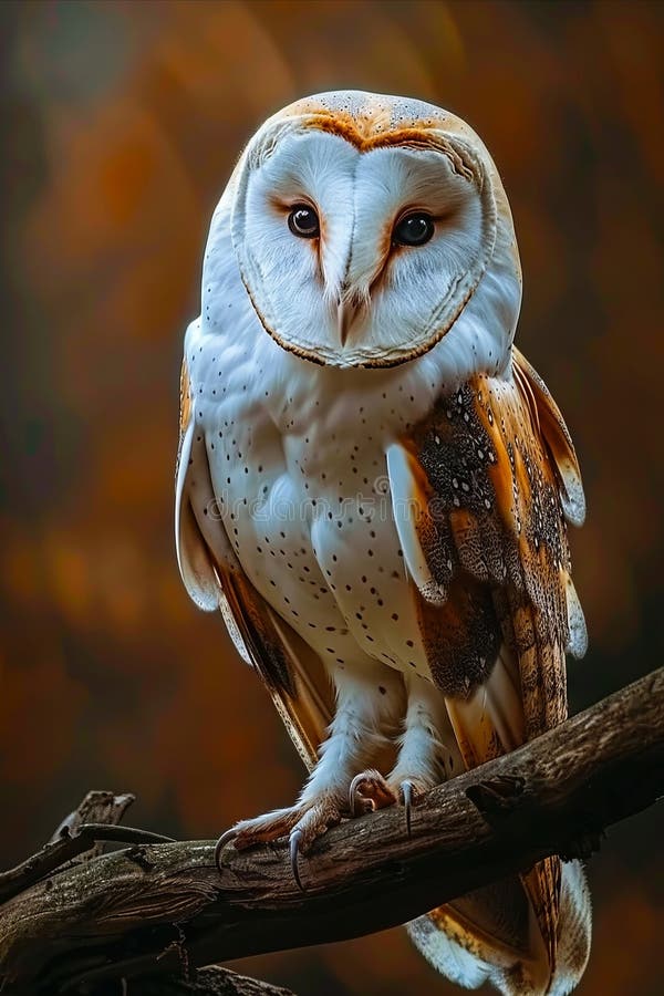 A Barn Owl Perched on a Tree Branch in the Woods Stock Photo - Image of ...
