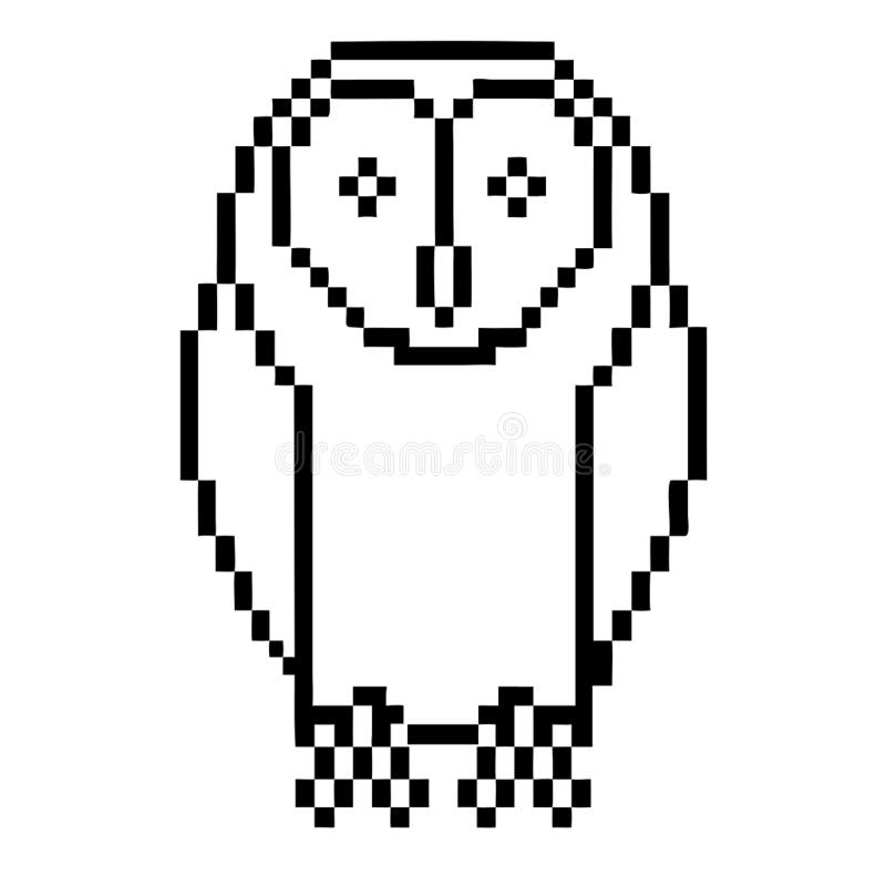Barn Owl in Pixel Outline Form with Distinctive Features and ...