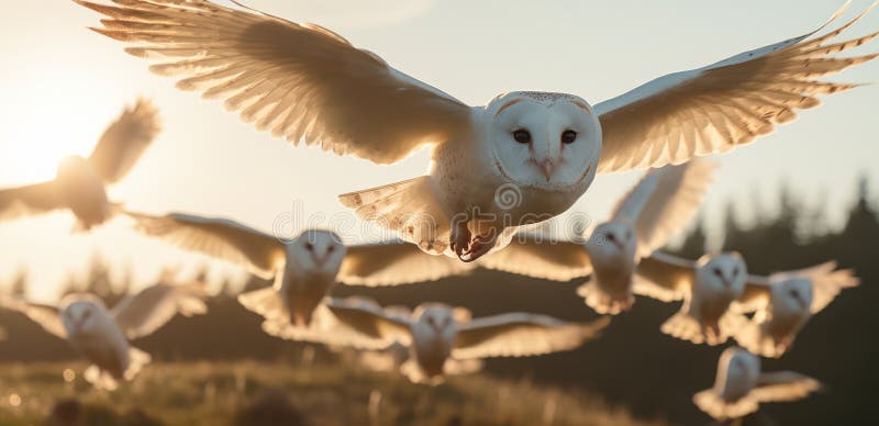 Barn owls in flight stock photo. Image of outdoors, portrait - 309485292