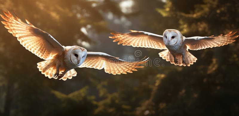 Barn owls in flight stock image. Image of hunter, endangered - 309486205