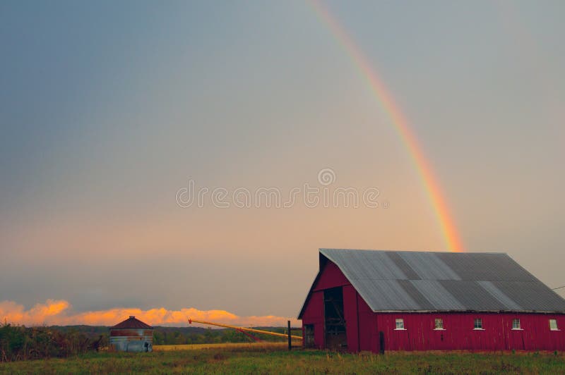 Barn with Rainbow stock photo. Image of sunset, colorful - 21888528