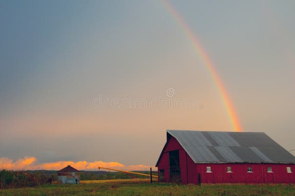 Barn with Rainbow stock photo. Image of sunset, colorful - 21888528