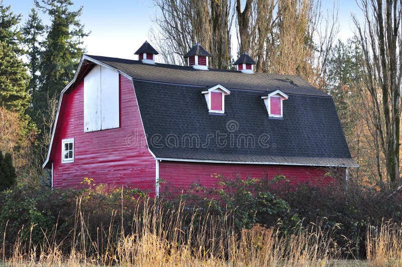 Barn with Red Wall and Black Roof Stock Image - Image of house ...