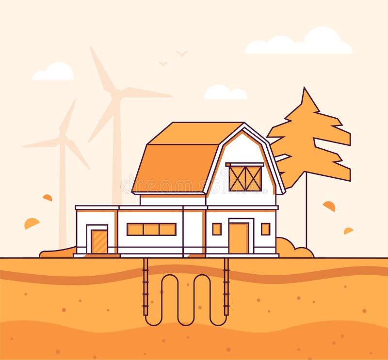 Barn with Sewage System - Modern Line Design Style Vector Illustration ... Barn with Sewage System - Modern Line Design Style Vector Illustration ...