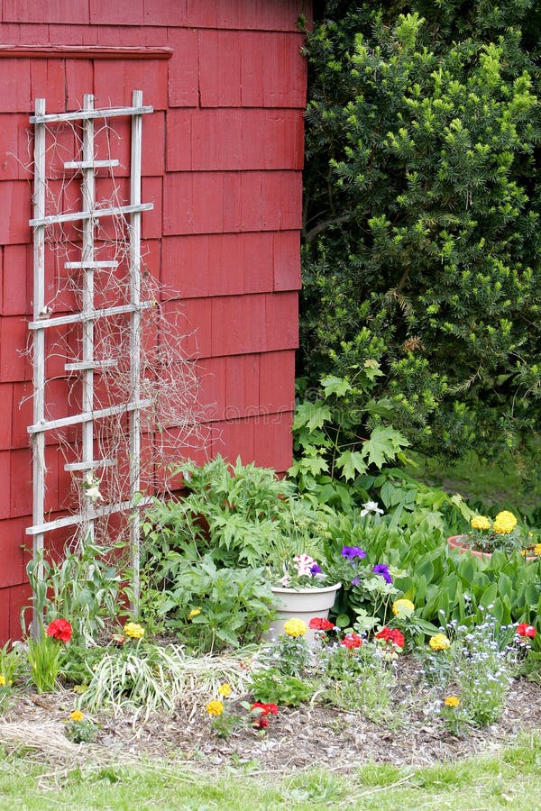 Barn side garden stock image. Image of trees, place, boards - 5308289