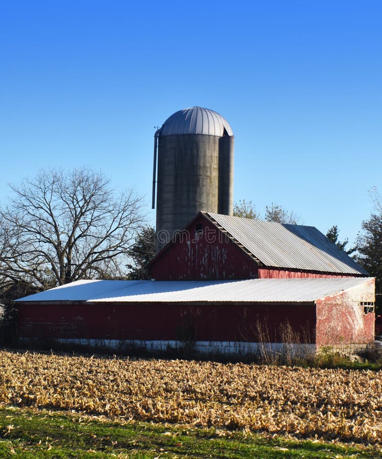 Barn with Silo stock photo. Image of landscape, autumn - 103163398