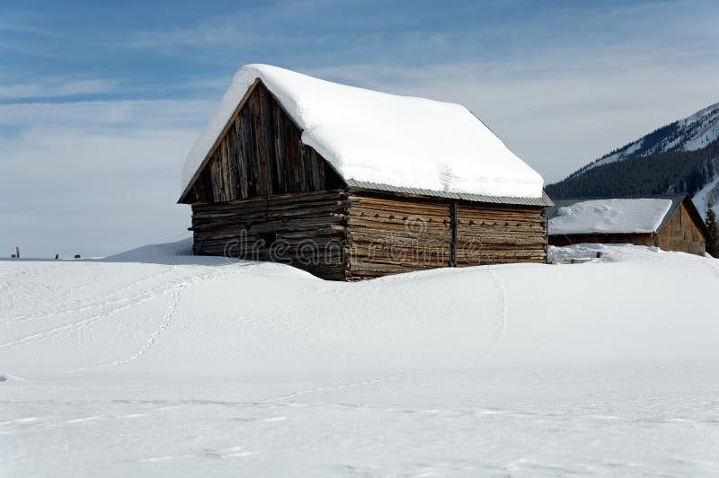 Small Wood House Frozen in Snow Stock Photo - Image of sunny, isolated ...