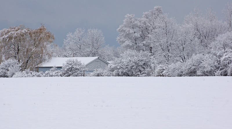 Barn in the snow stock image. Image of blue, scenic, panorama - 35548203