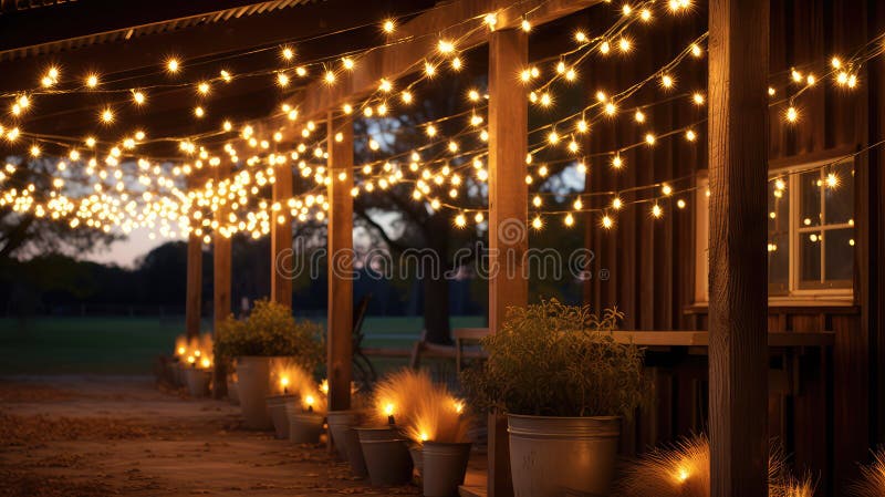 Barn string of lights stock illustration. Illustration of illumination ...
