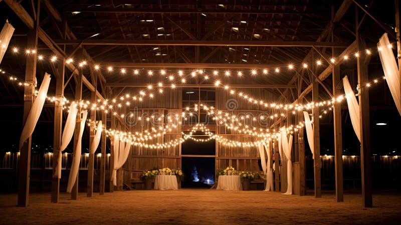 Barn strung lights stock illustration. Illustration of elegant - 324766138