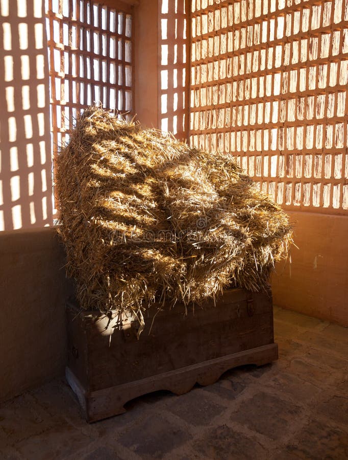 Barn with the Sun from Outside and Straw and Hay Stock Image - Image of ...
