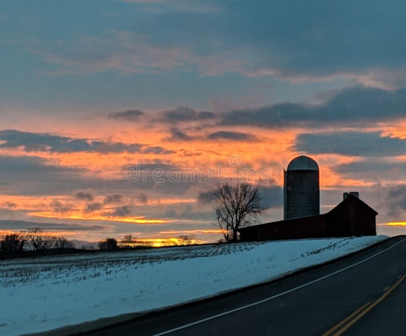Barn at sunset stock photo. Image of meadow, wavy, dusk - 1950332