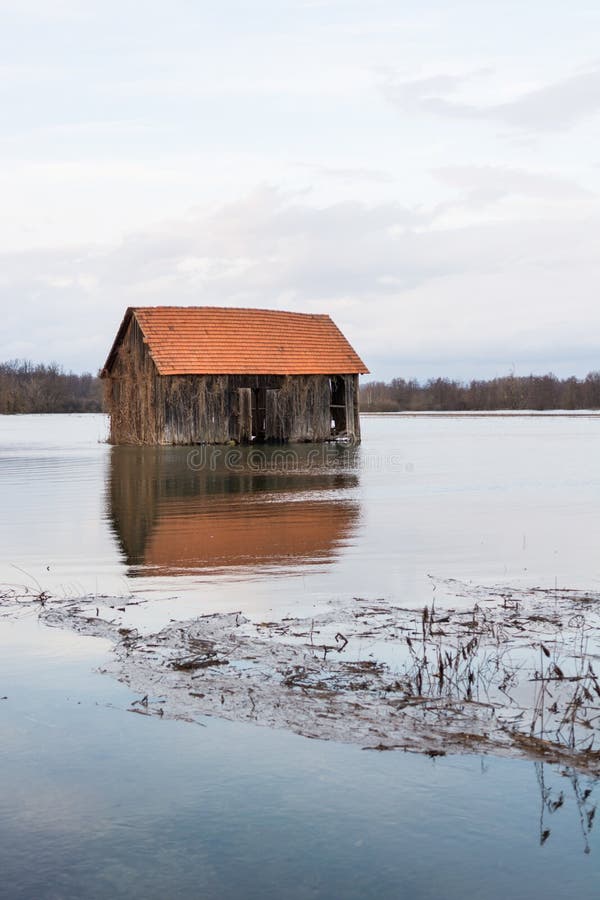 Barn surrounded with water stock image. Image of natural - 39419059