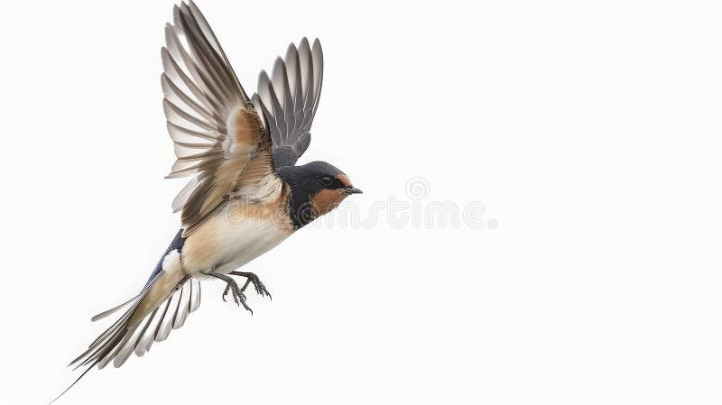 Barn Swallow Hirundo Flying with Spread Wings Generative AI Stock ...