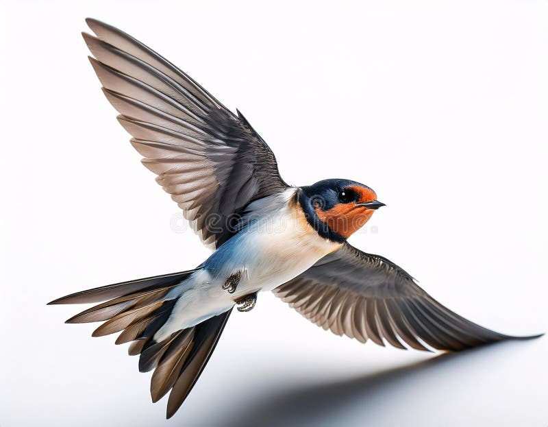 A Barn Swallow in Flight, Its Wings Outstretched and Its Long Tail ...