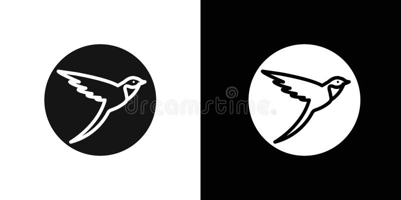 Barn Swallow Icon Flat Vector Set Outline Stock Vector - Illustration ...