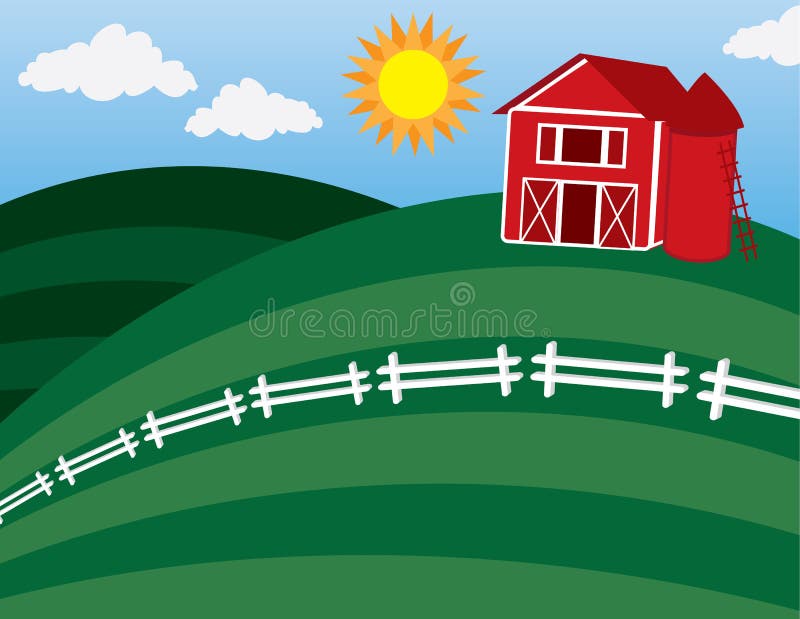 Barn at the top of a hill stock vector. Illustration of country - 22267788