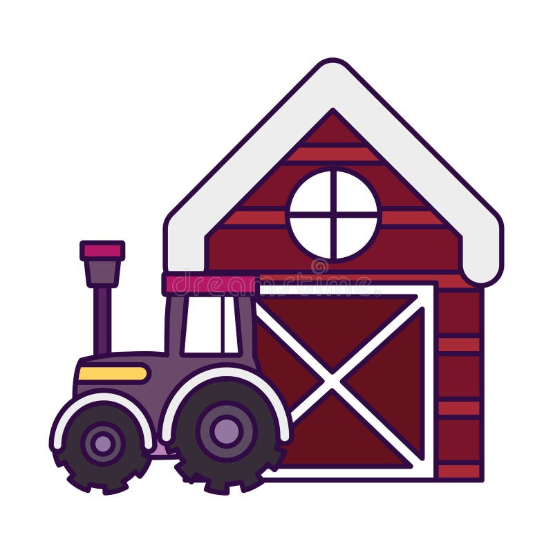 Barn Tractor Farm Animal Cartoon Stock Vector - Illustration of farming ...