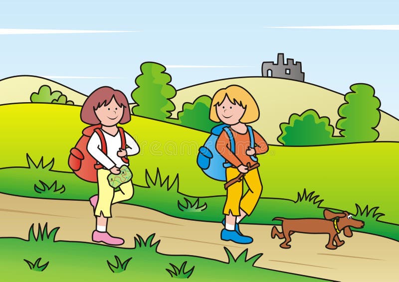 Barn - resa stock illustrationer. Illustration av äng - 37974240