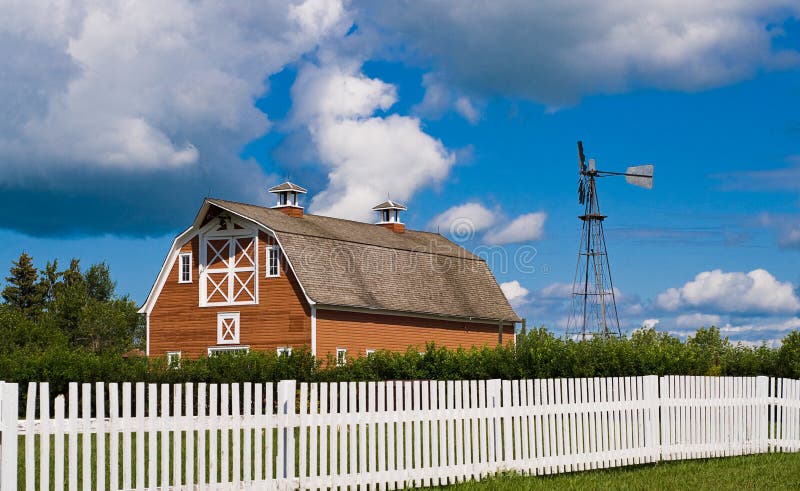 Red Barn with Slate Roof and Cupola Stock Photo - Image of copula ...