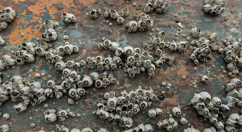 Barnacles on Weathered Wooden Surface Create a Textured Marine ...