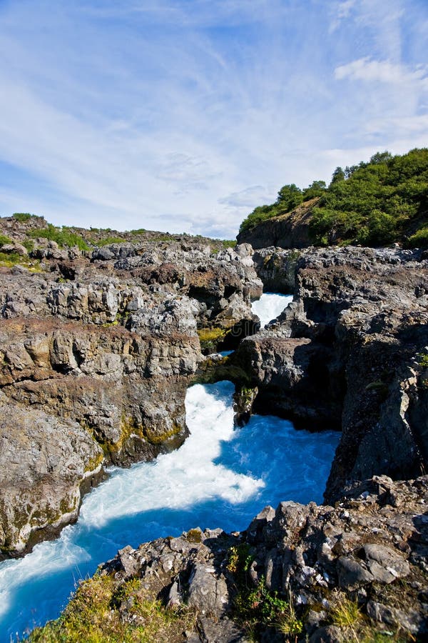 Waterfall Barnafoss In Iceland Stock Image - Image of water, iceland ...
