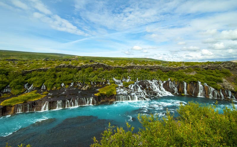 Barnafoss Waterfall stock image. Image of aguas, iceland - 70434285