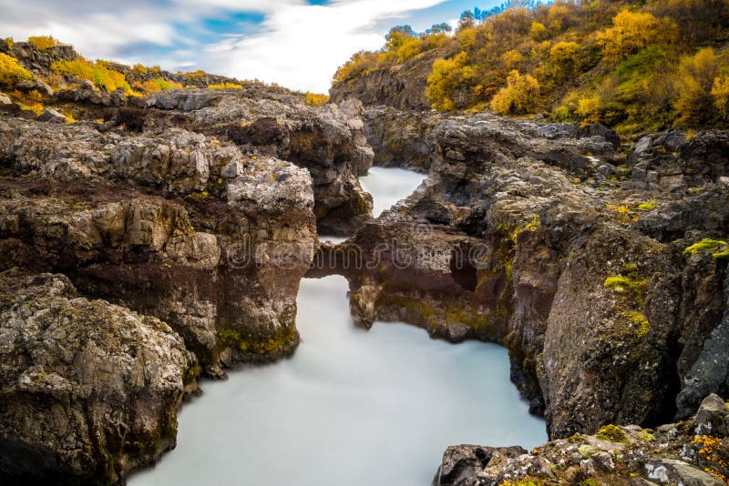 Barnafoss Waterfall in Iceland Stock Image - Image of beauty, river ...