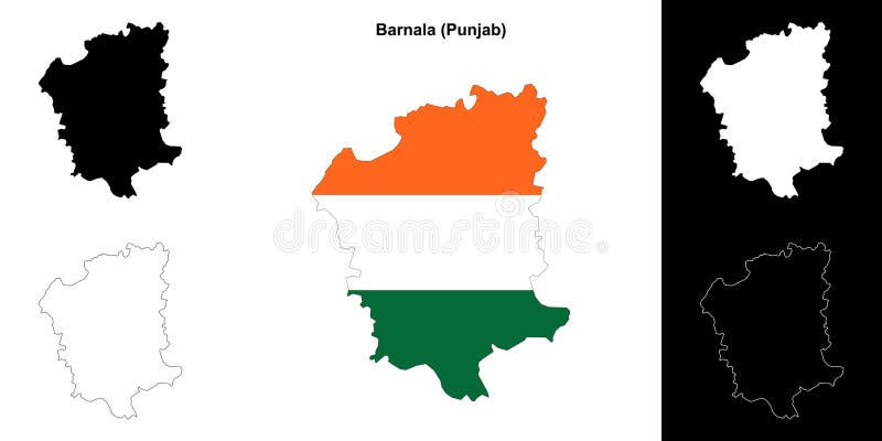 Barnala outline map stock vector. Illustration of boundaries - 368836109