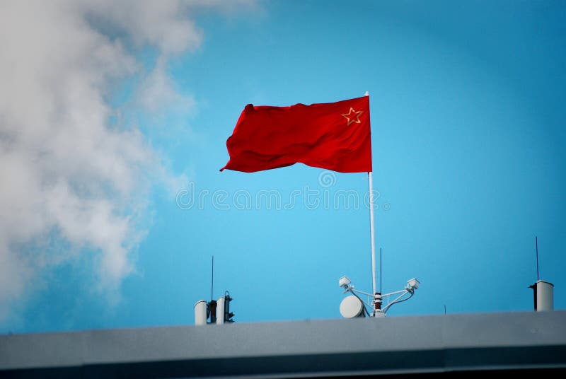 The Flag of the Soviet Union is Developing Against the Blue Sky Stock ...