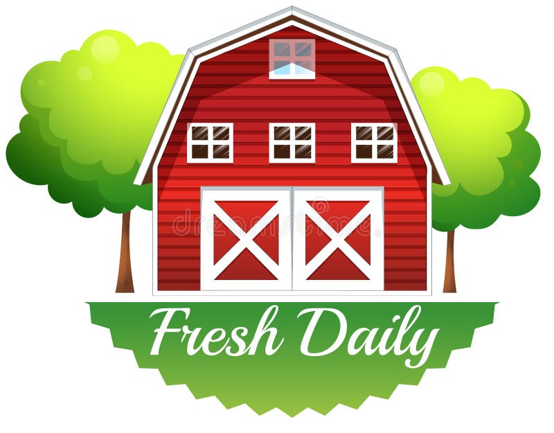 Cartoon Barnhouse with a Cabin in the Farmland Stock Vector ...