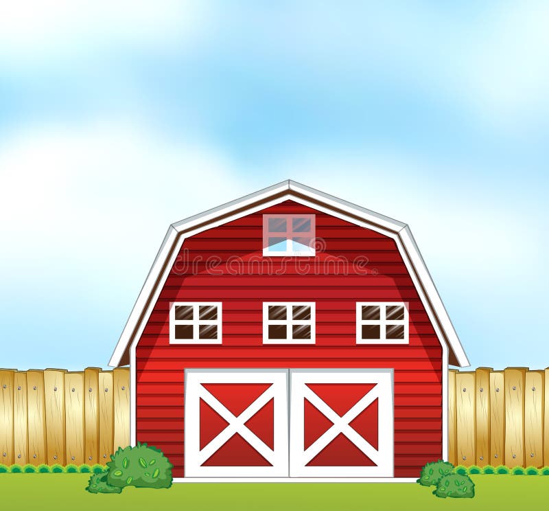 Cartoon Barnhouse with a Cabin in the Farmland Stock Vector ...