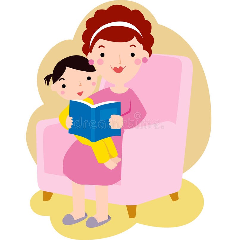 Mamma Som Läser En Bok Till Hennes Lilla Dotter, Familj, Tidig ...