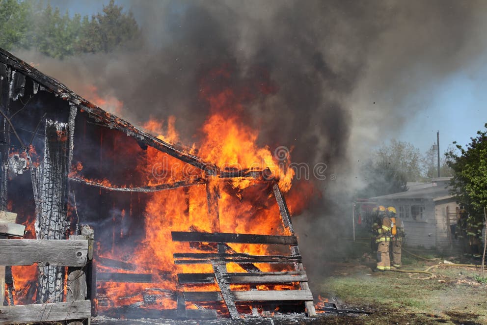 Barns on fire stock photo. Image of burned, investment - 9463512