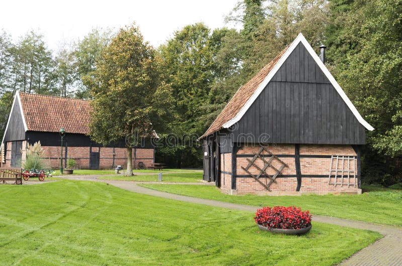 Barns in the Open Air Museum in Ootmarsum. Stock Image - Image of ...