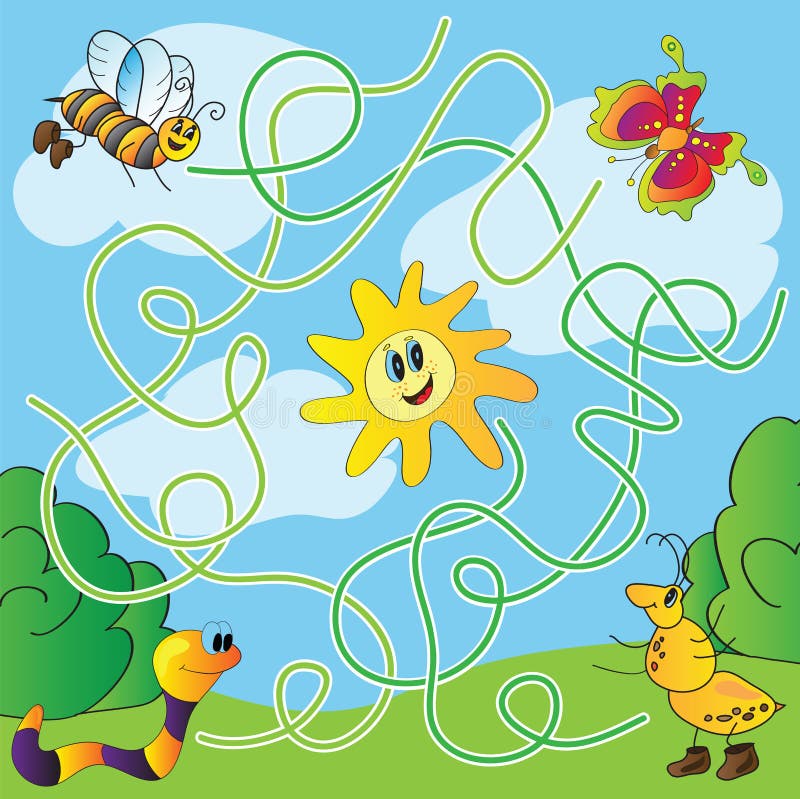 Barns pussel - labyrint vektor illustrationer. Illustration av labyrint ...