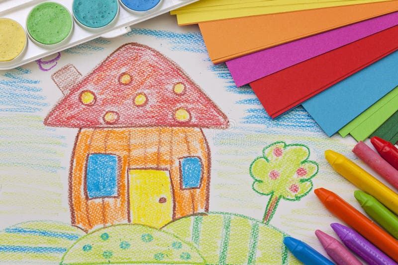 Barns teckning fotografering för bildbyråer. Bild av barndom - 26023387