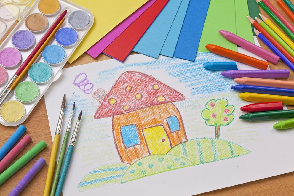 Barns teckning fotografering för bildbyråer. Bild av familj - 26023365