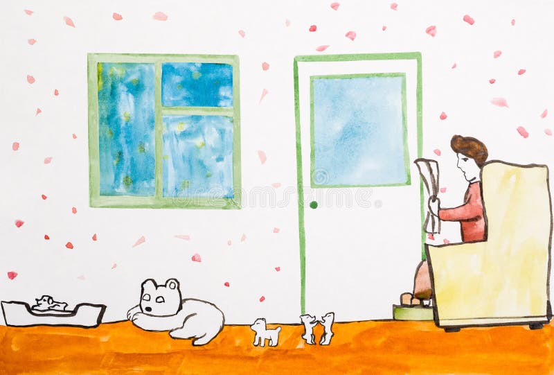 Barns teckning av familjen stock illustrationer. Illustration av ...