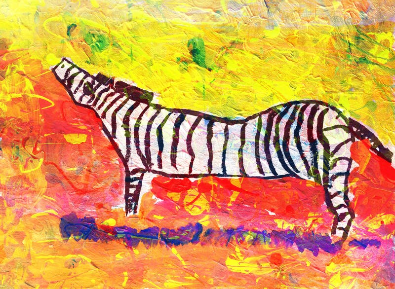 Barns Teckning Av Sebran Utomhus Stock Illustrationer - Illustration av ...