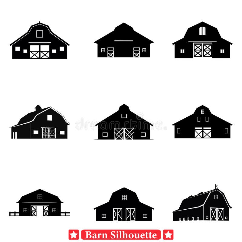 Barnscape Vector Graphics Idyllic Scenes in Silhouette Form Stock ...