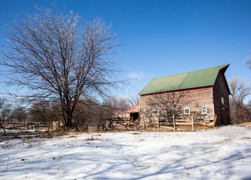 Barnyard stock photo. Image of scene, snow, farm, winter - 84364218